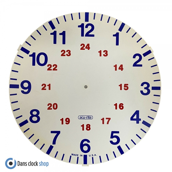 New 12'' Card Sytrene Military Clock Dial Face - Blue & Red - USA Acu ...